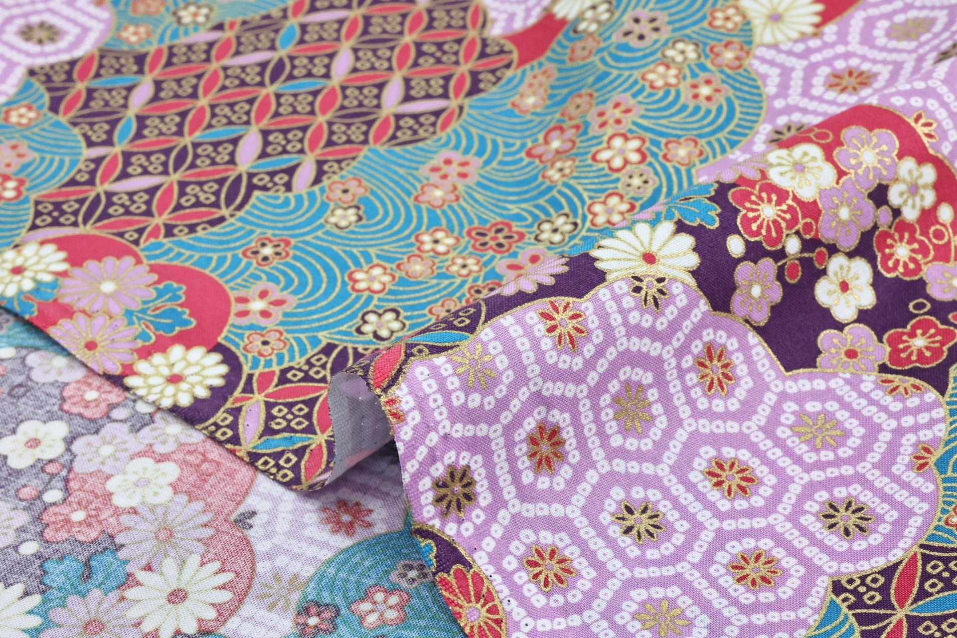 Japanese fabric blue and purple multi-pattern in cloud - diy district