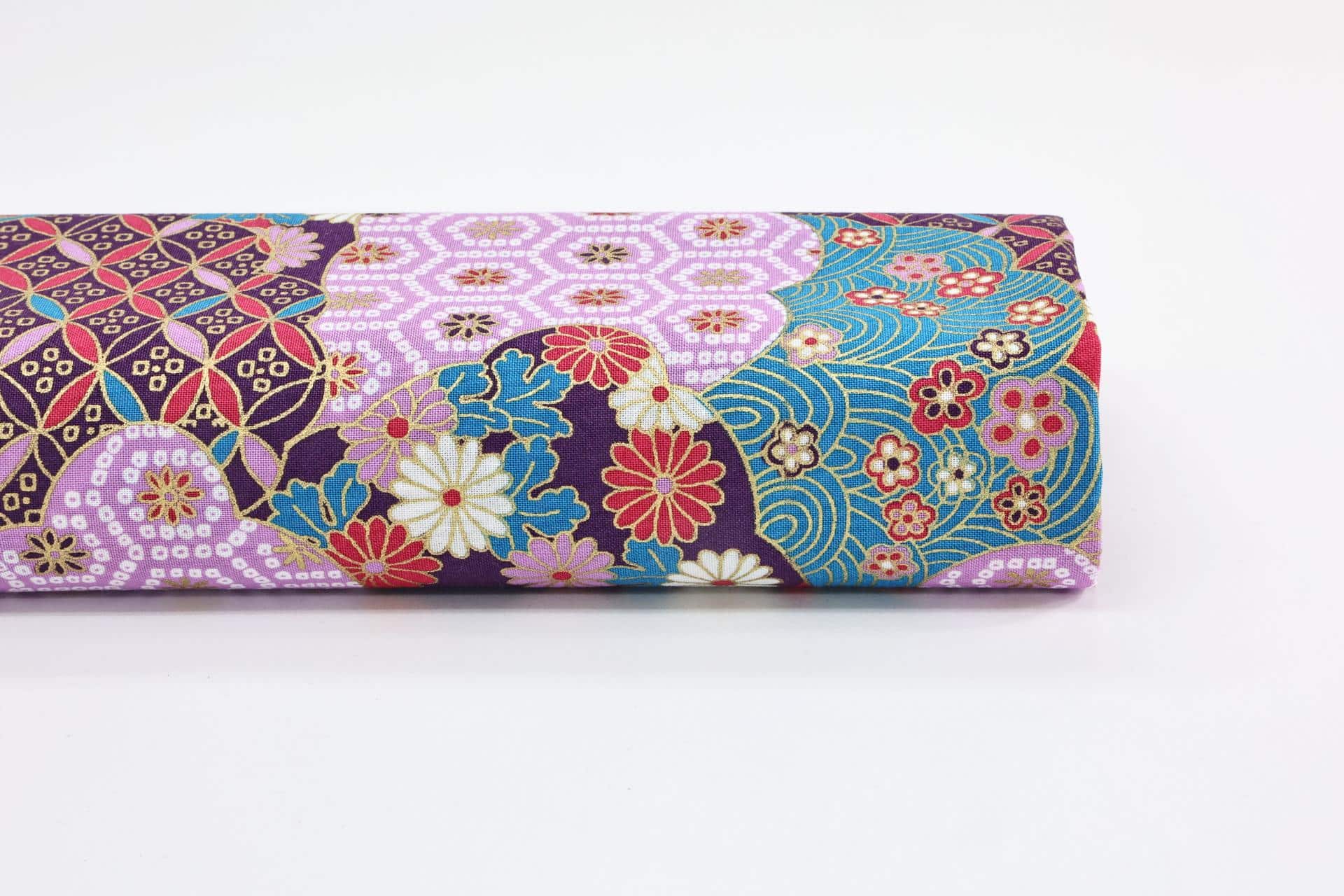 Japanese fabric blue and purple multi-pattern in cloud - diy district