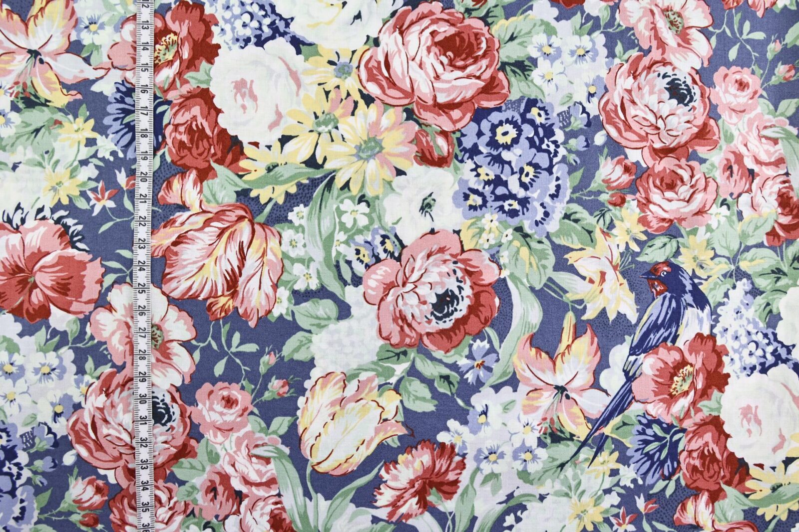 Japanese Quilt Gate Fabric – birds flowers on blue 1M - DIY District
