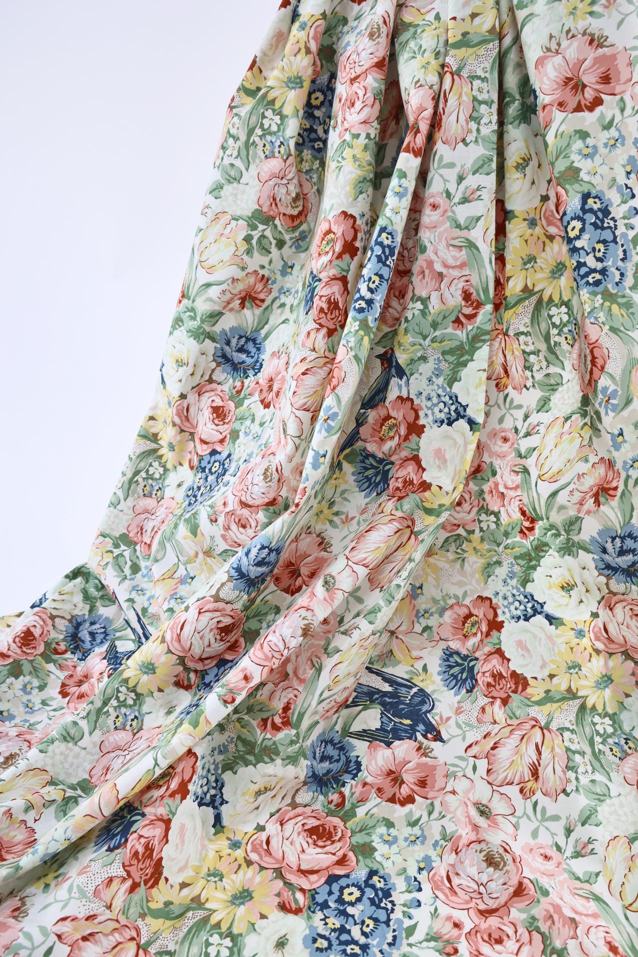 Japanese Quilt Gate Fabric – birds flowers on ivory - DIY District