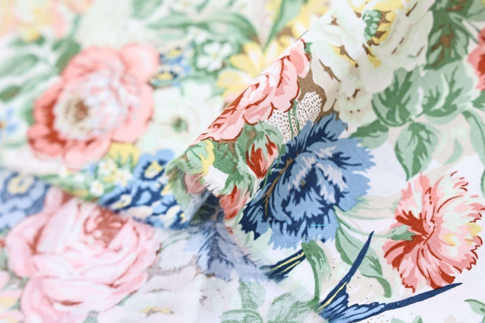 Japanese Quilt Gate Fabric – birds flowers on ivory - DIY District
