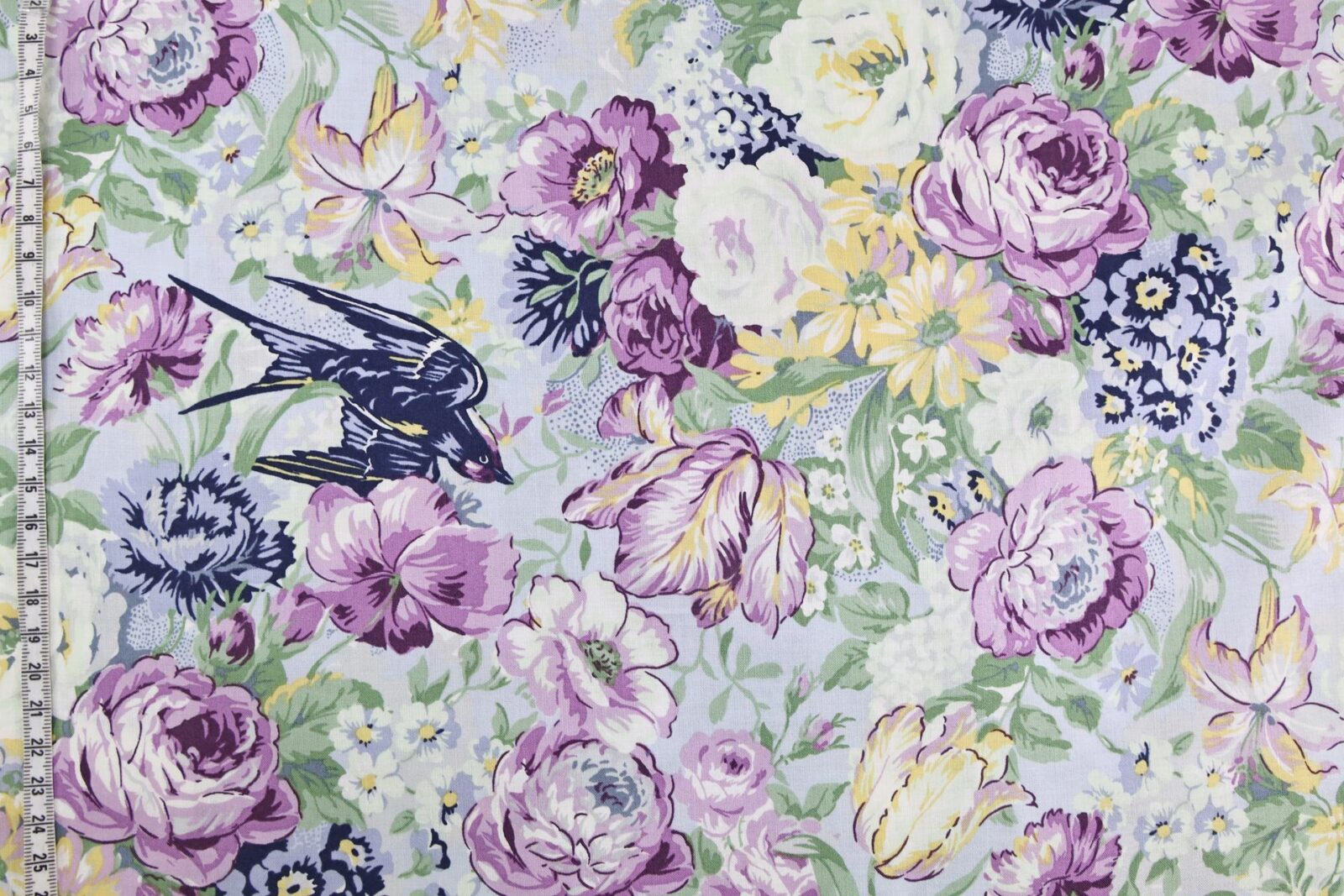 Tissu Japonais Quilt Gate – oiseaux et fleurs violet 1M - DIY District