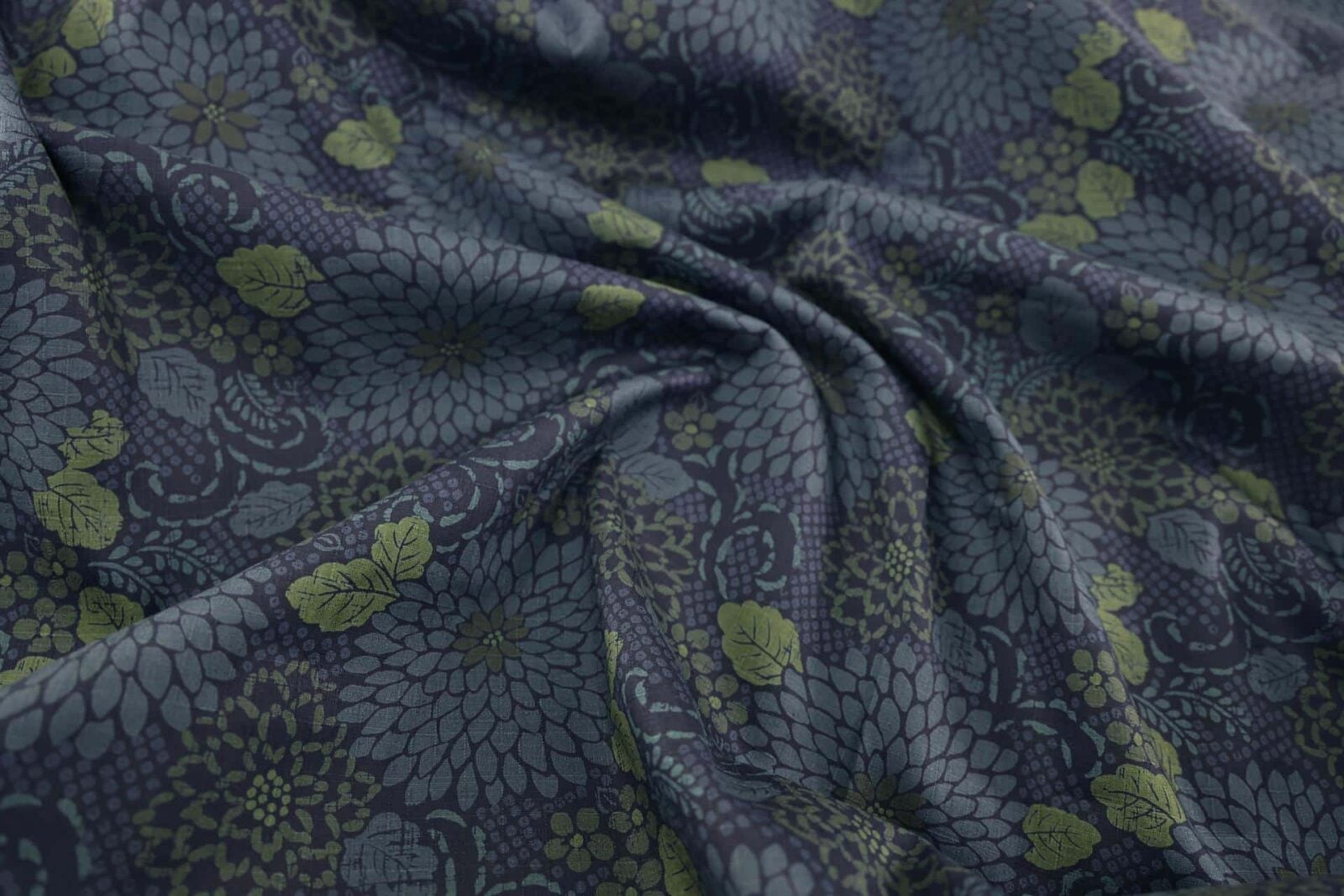 Japanese fabric – kiku in navy blue dobby cotton - DIY District