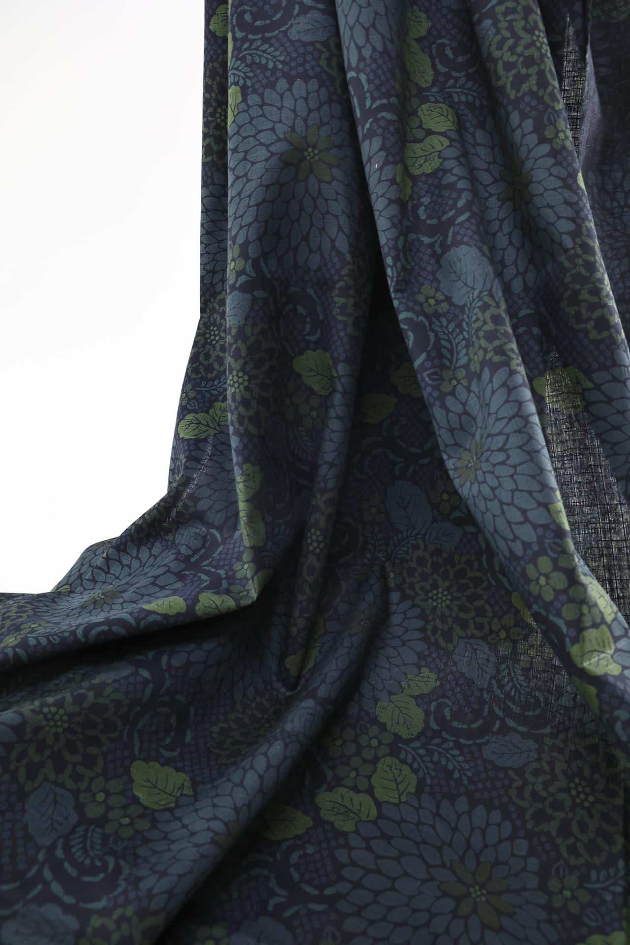 Japanese fabric – kiku in navy blue dobby cotton - diy district