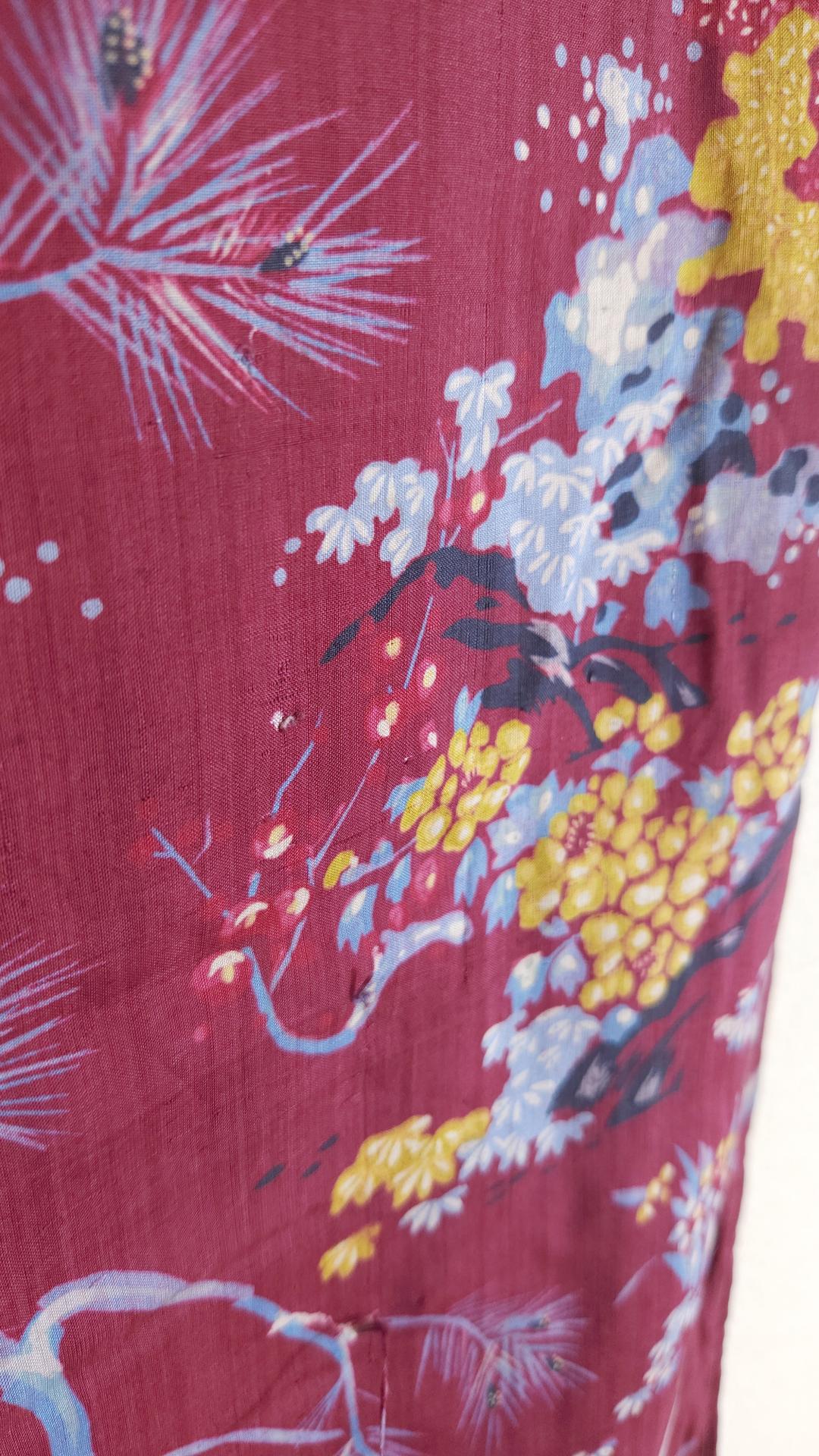Antique raspberry Haori with pine flowers - diy district
