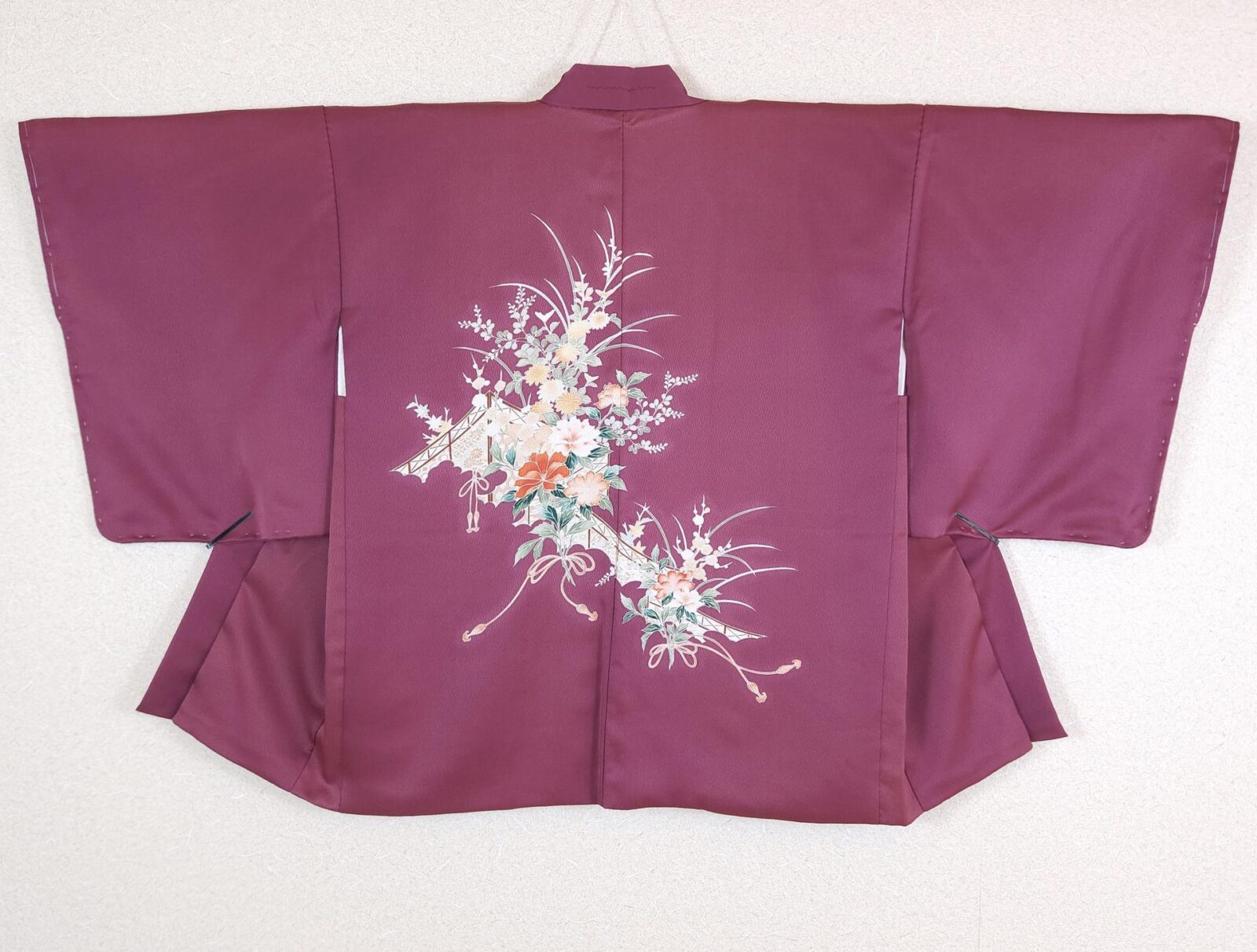Aubergine Haori with Yuzen flowers - diy district