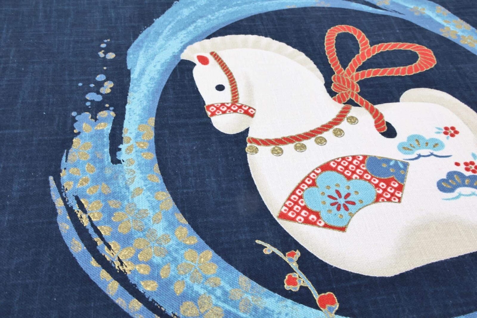 Hand-printed Japanese fabric panel – Uma horse - DIY District