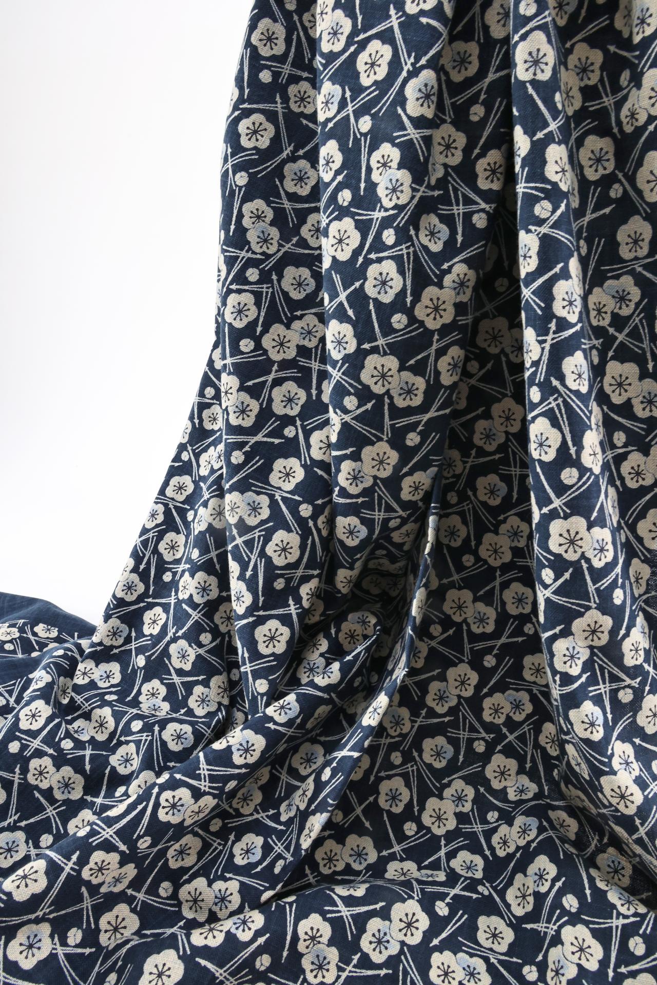 Hand-printed Japanese fabric with Ume pattern - DIY District