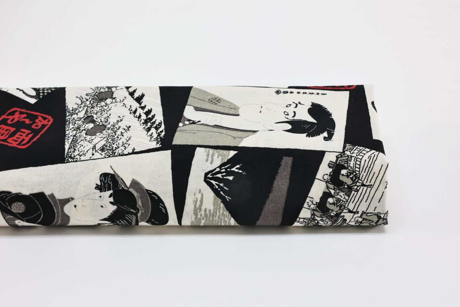 Japanese fabric – Kabuki portraits black background - DIY District