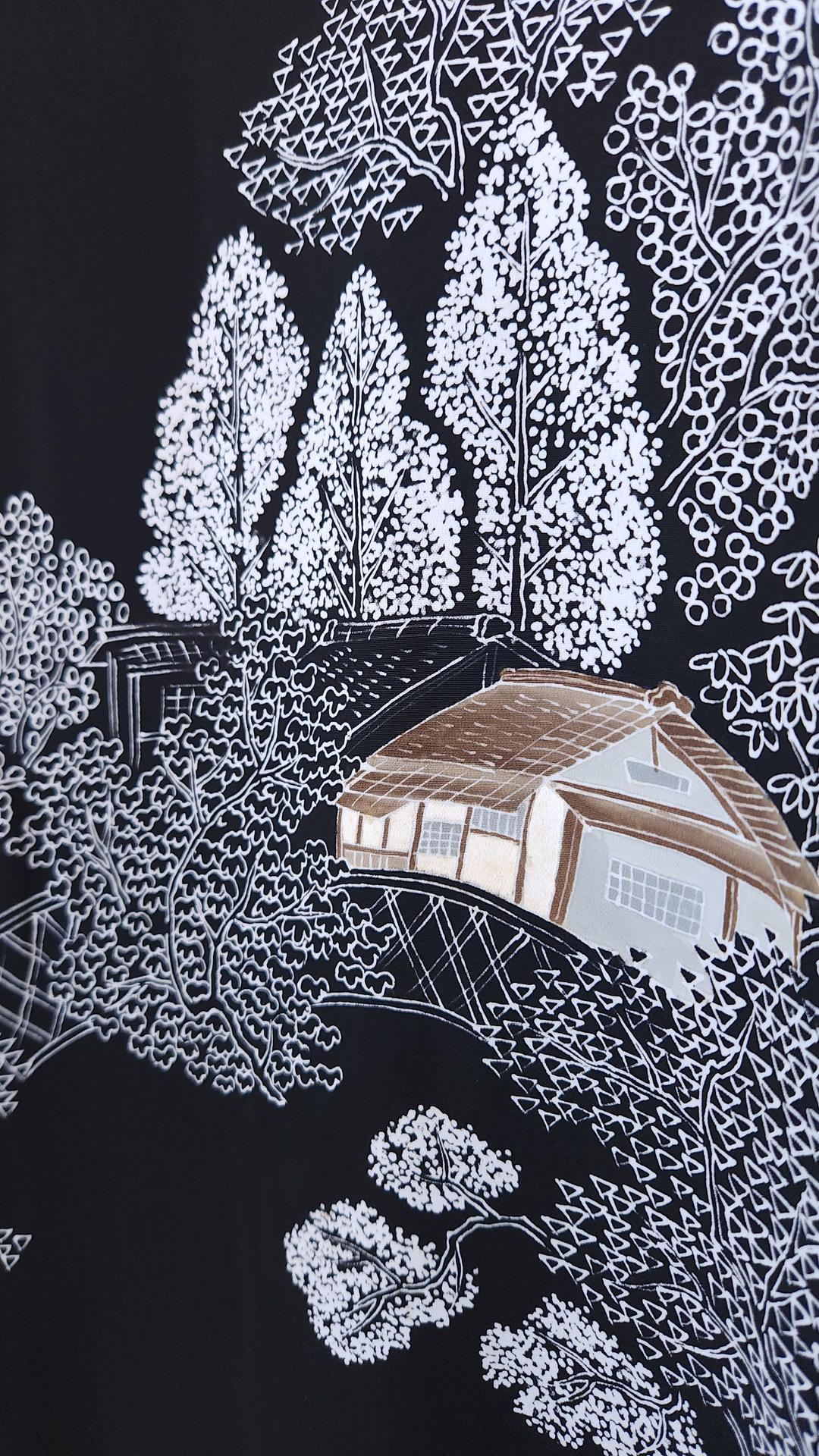 Japanese black Haori with forest landscape - DIY District