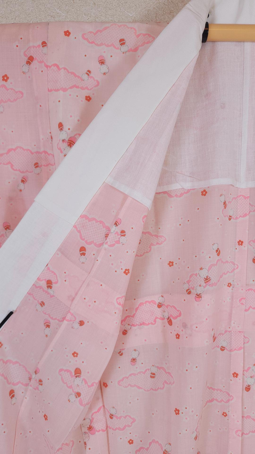 Pink Nagajuban with clouds and children - DIY District